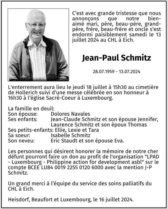 Jean-Paul Schmitz RIP – International English-Speaking Community of the Parish of Luxembourg ...